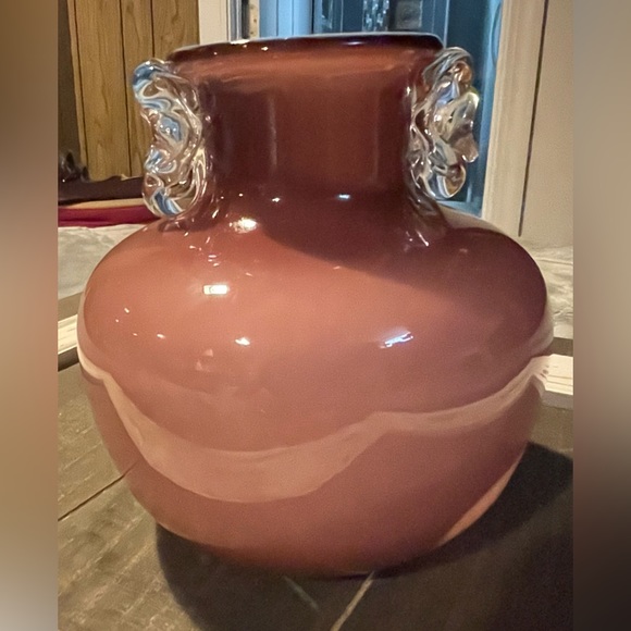 Accents | Pink Heavy Glass Vase In The Blenko Style | Poshmark
